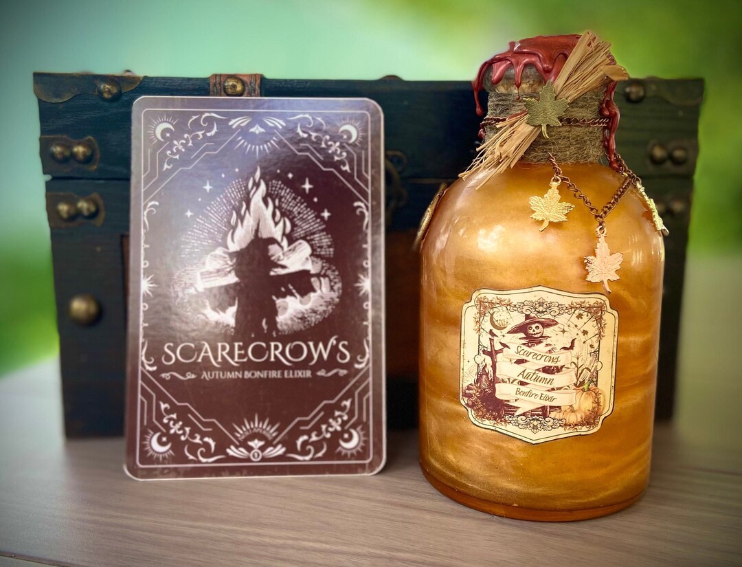 Scarecrow's Autumn Bonfire Elixir Whimsical Fall Potion Bottle With ...