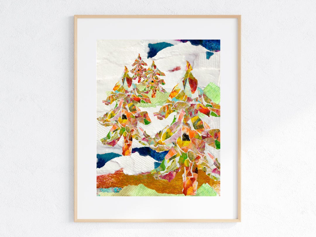 Tree Art, Printable Mixed Media Collage, Digital Art Print, Abstract ...