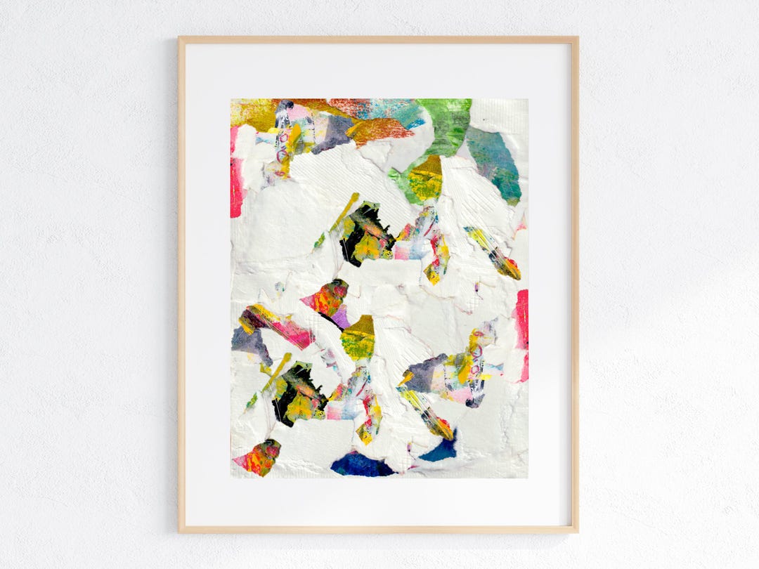 Abstract Torn Paper Collage Art Print: Modern Mixed Media (digital ...