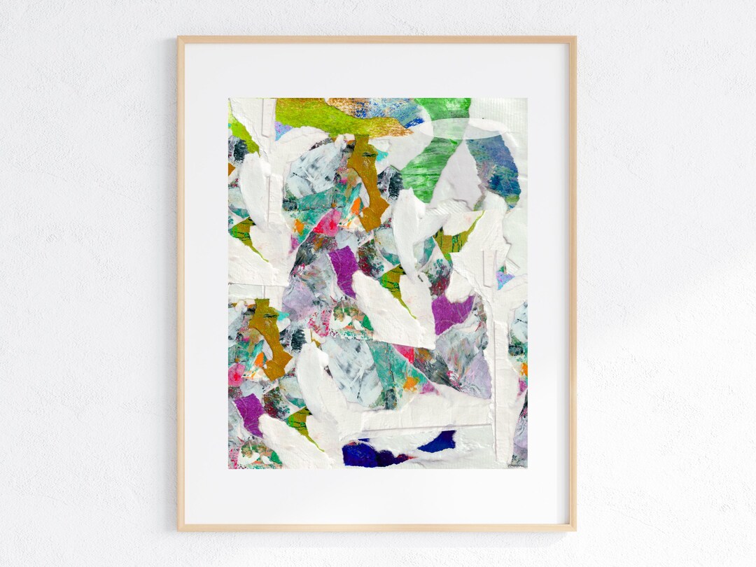 Abstract Torn Paper Collage Art Print, Colourful Digital Download ...