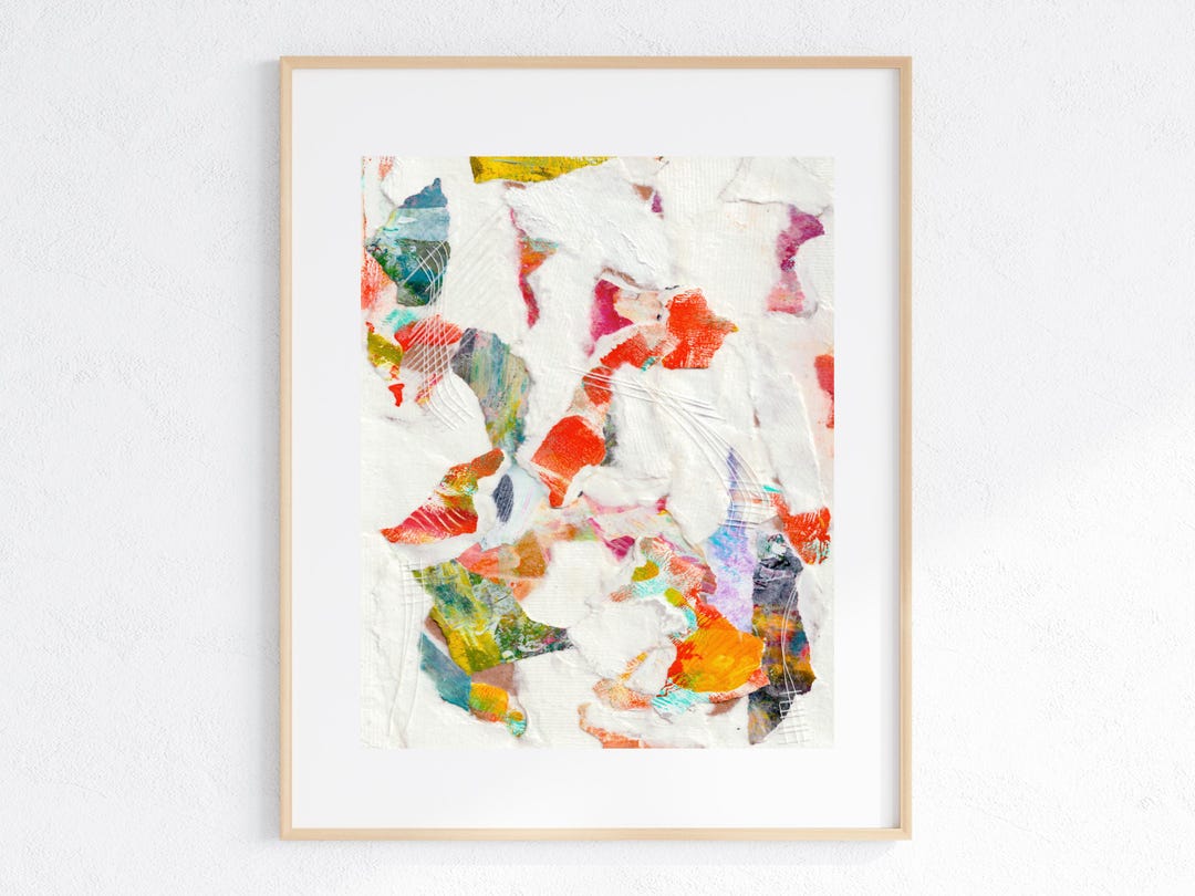 Abstract Torn Paper Collage Art Print: Modern Mixed Media (digital ...