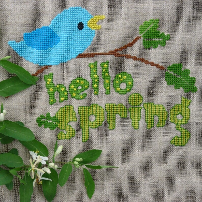 Hello Spring Cross Stitch Pattern - Etsy