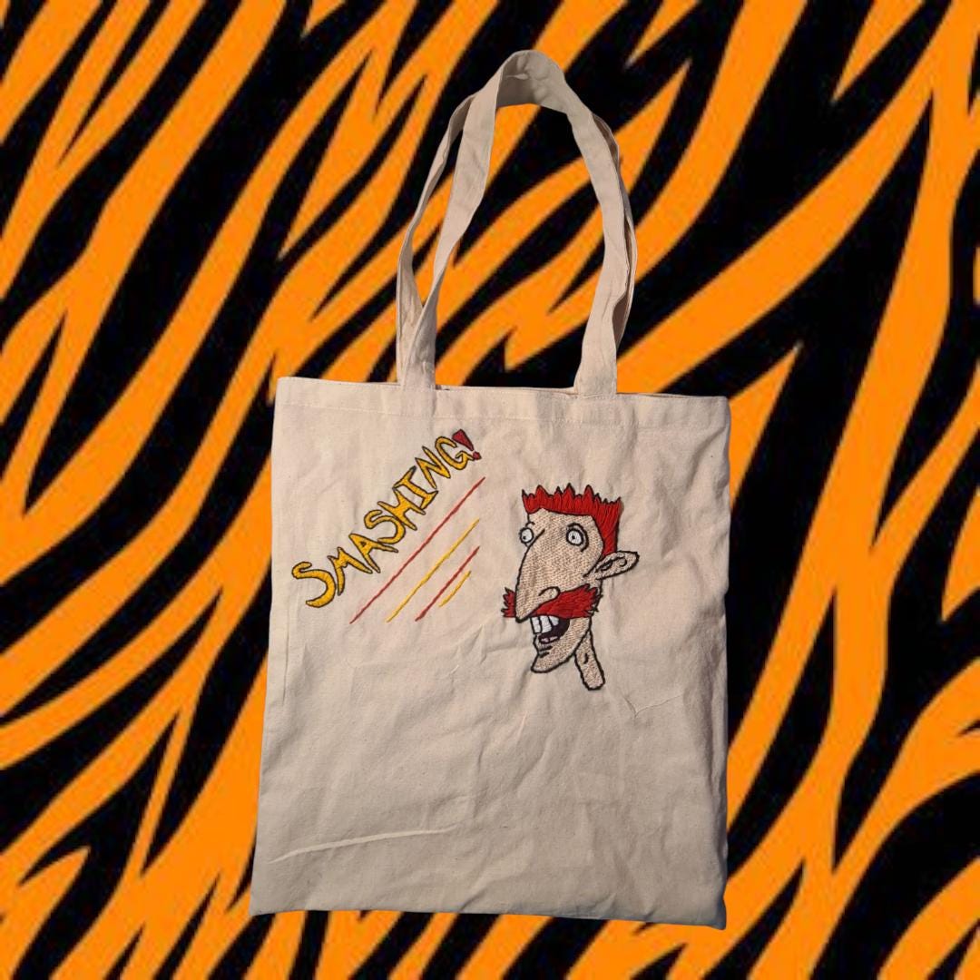 Nigel "smashing!" Hand Embroidered Tote Bag - Etsy