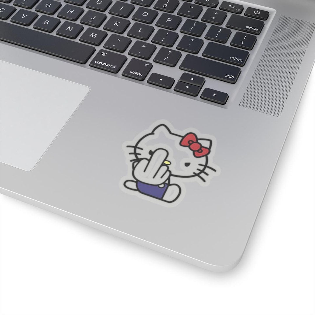 Hello Kitty Middle Finger Sticker, Cute Rebel Decal, Funny Kitty ...