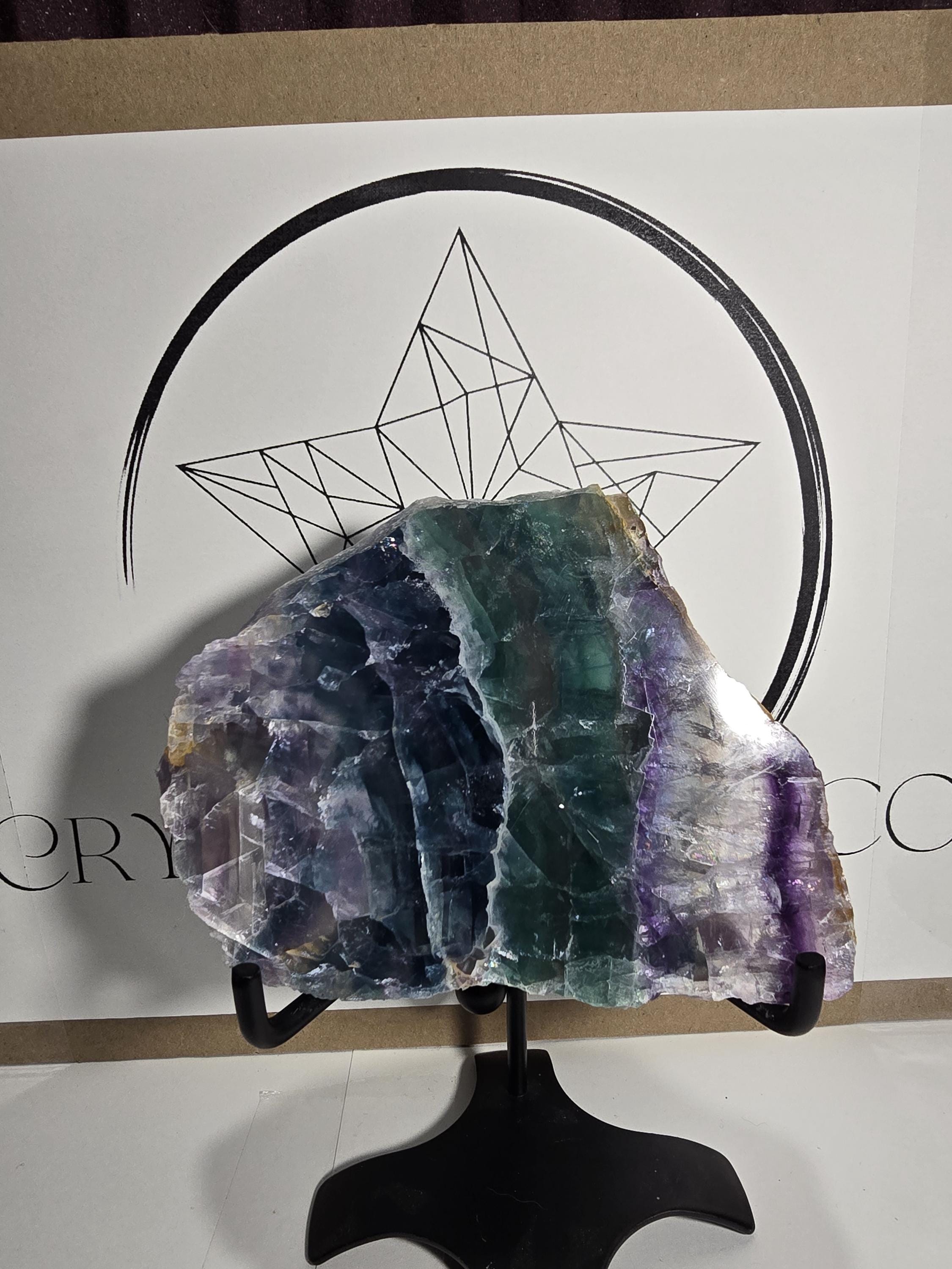 Rainbow Fluorite Slab With Stand - Etsy