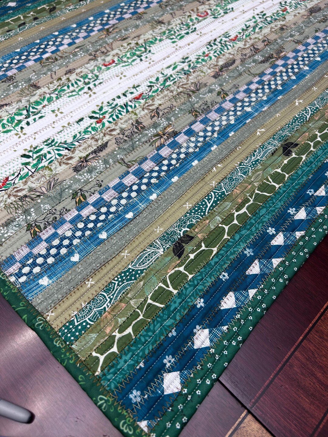 Green Rectangle Jellyroll Strip Rug - Etsy