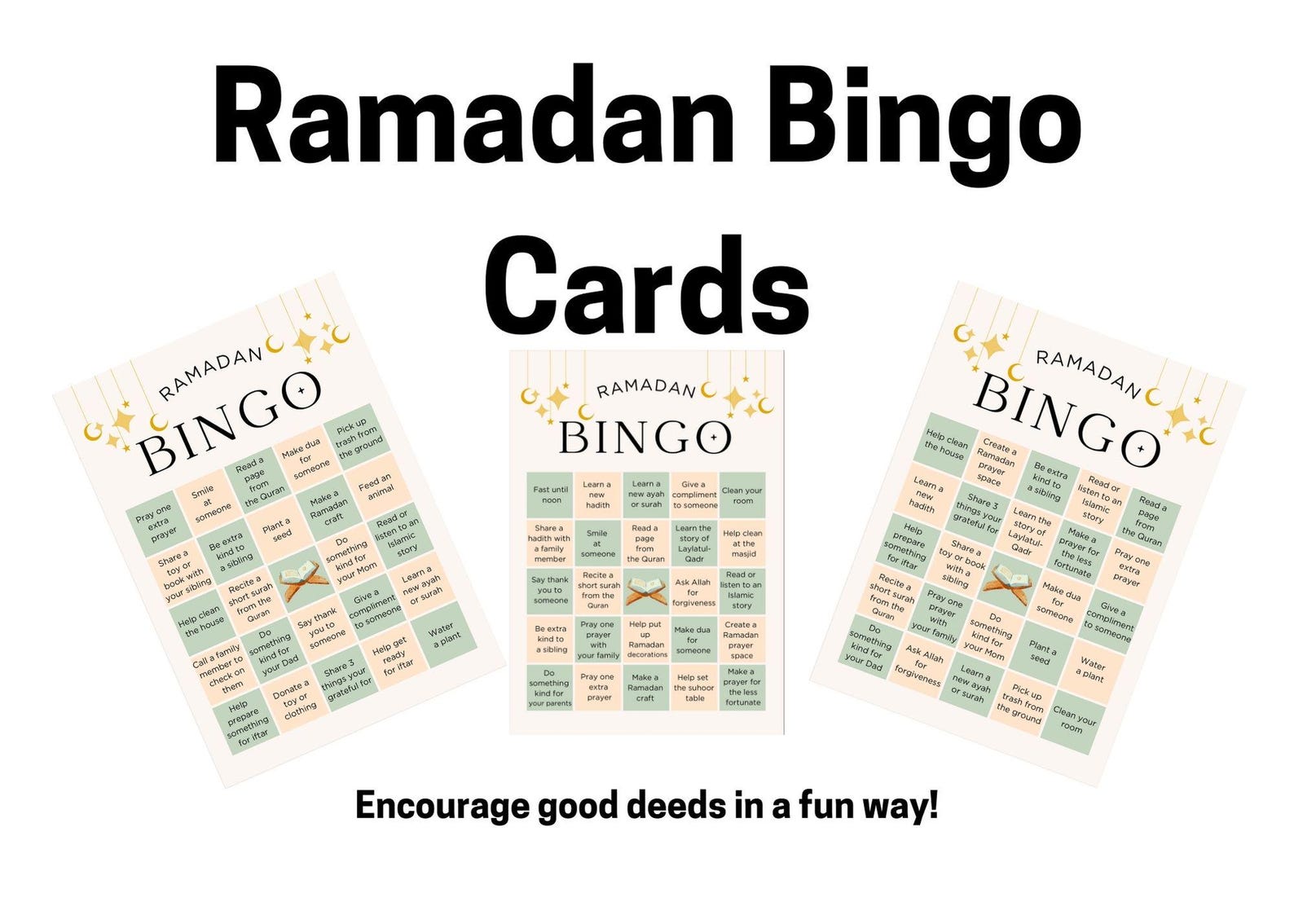 Ramadan Bingo Cards, Kindness Bingo, Good Deeds Bingo, Ramadan ...