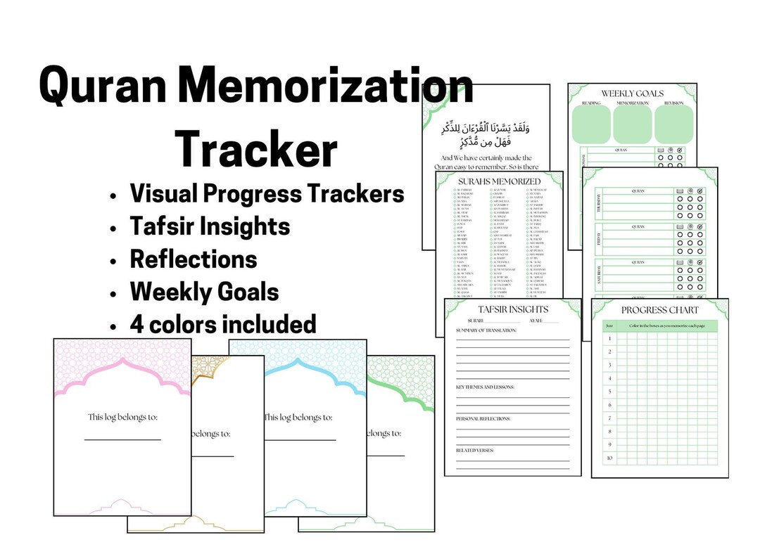 Quran Memorization Tracker, Daily Quran Tracker, Hifz Tracker, Hifdh ...