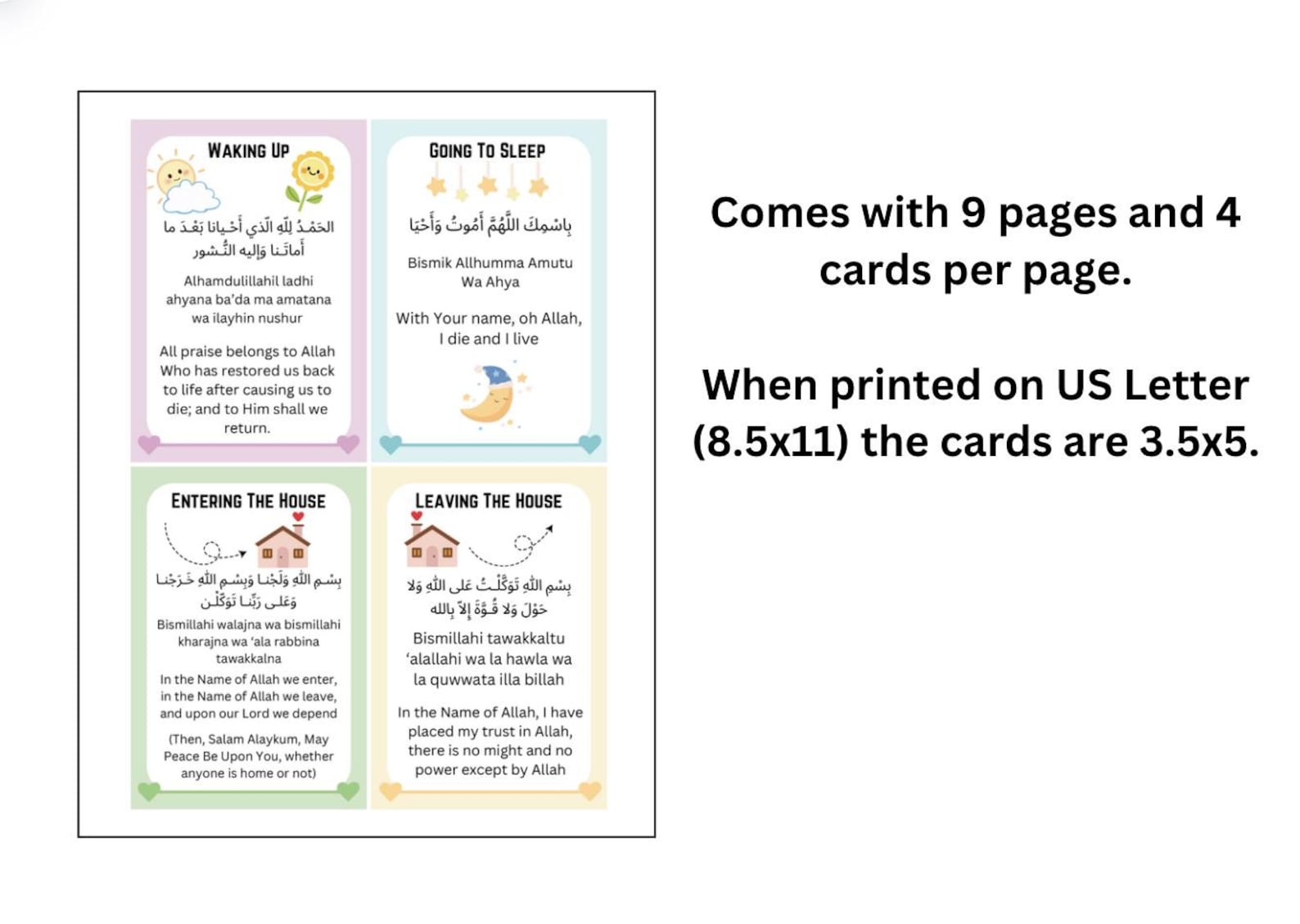 Daily Dua Cards, Duas for Children, Kids Dua Cards, Prayer Cards ...