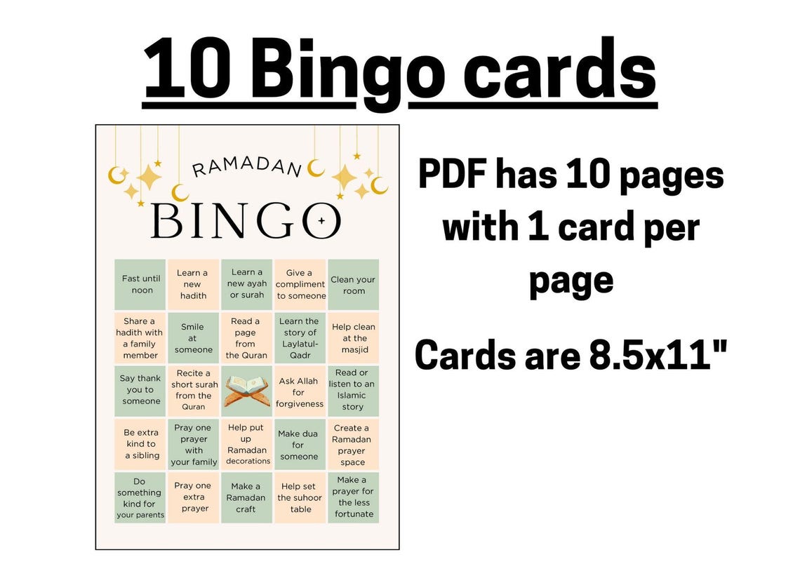 Ramadan Bingo Cards, Kindness Bingo, Good Deeds Bingo, Ramadan ...