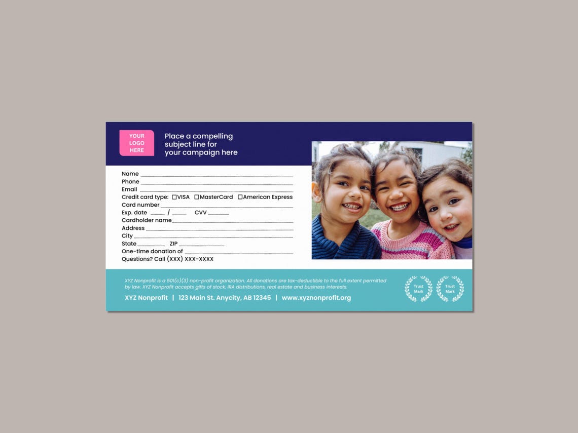 Donor Reply Card Editable Canva Template for Nonprofit Marketing - Etsy