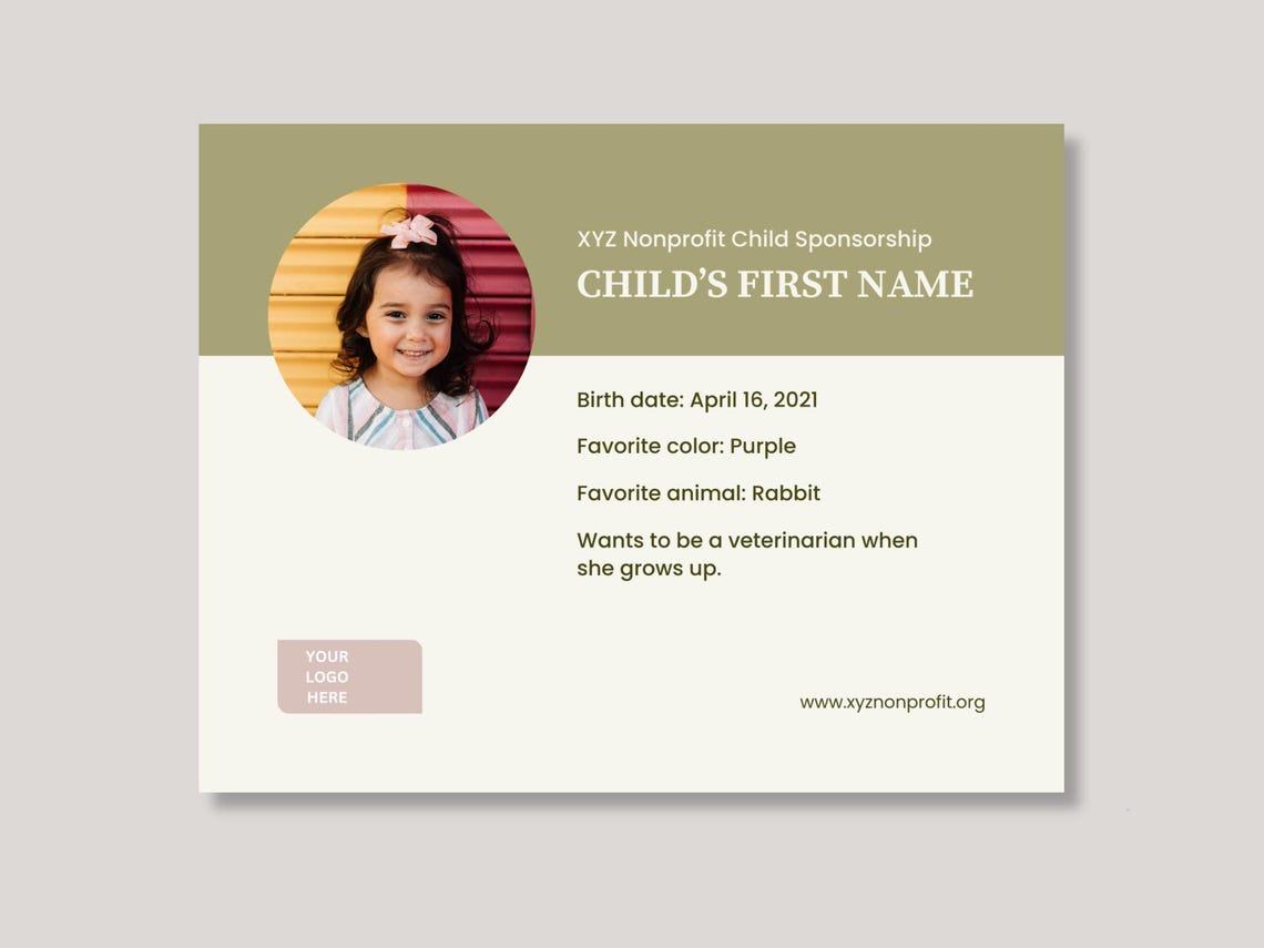 Sponsorship Profile Card Editable Canva Template for Nonprofit Sponsor ...