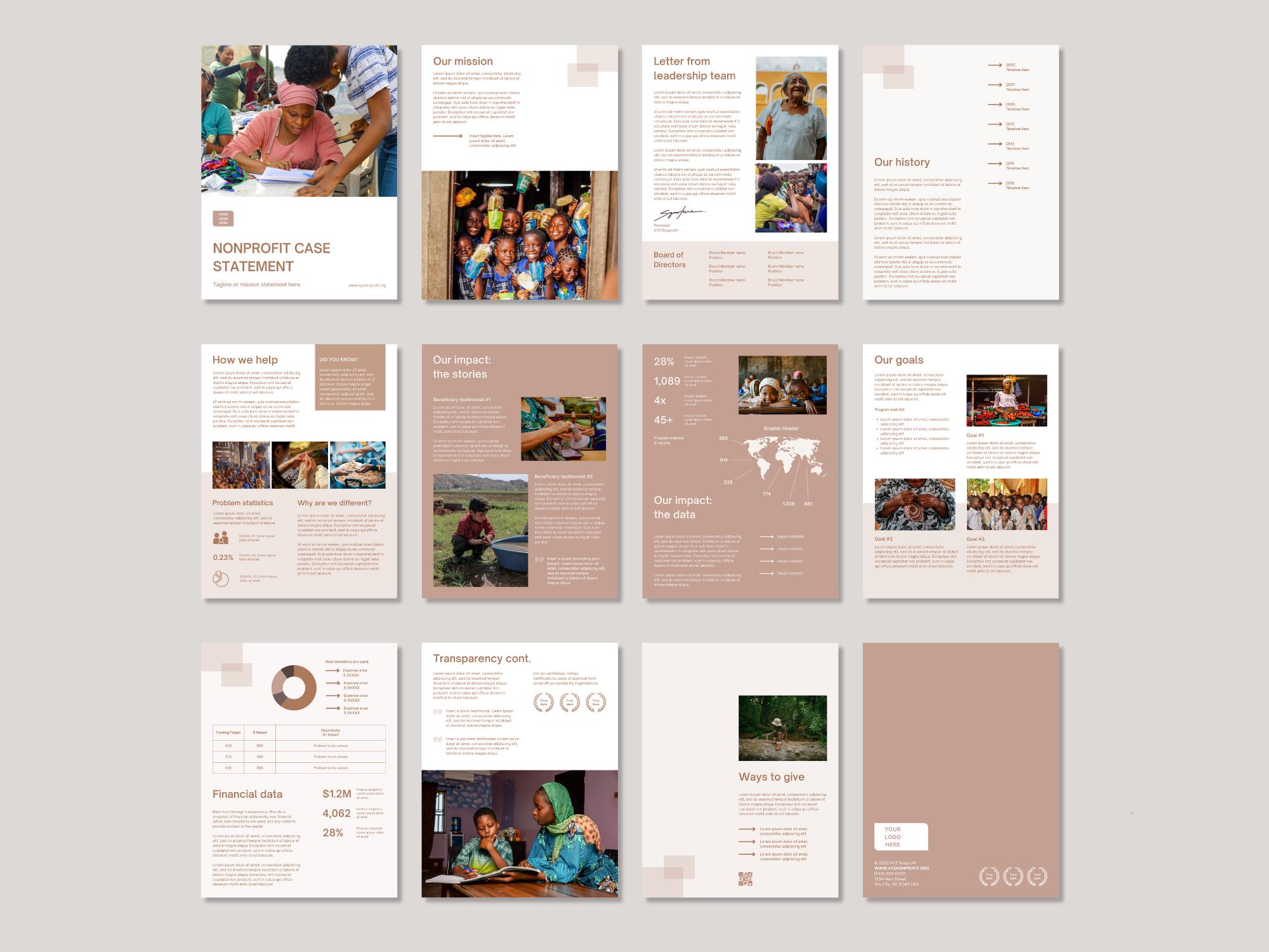Nonprofit Case Statement Canva Template: 12-page US Letter (digital ...