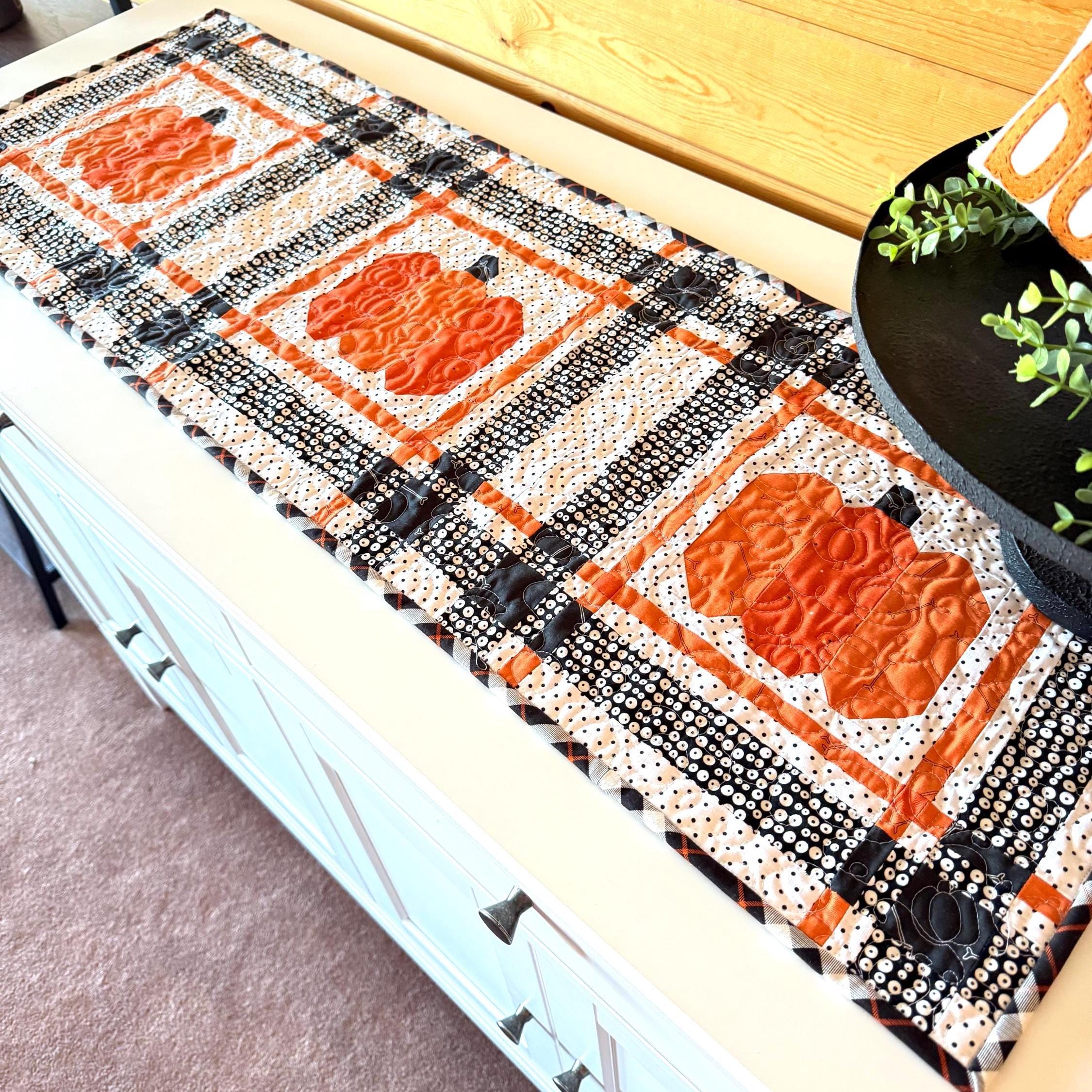 Plaid Love/pumpkin Quilted Table Runner Printed Pattern - Etsy