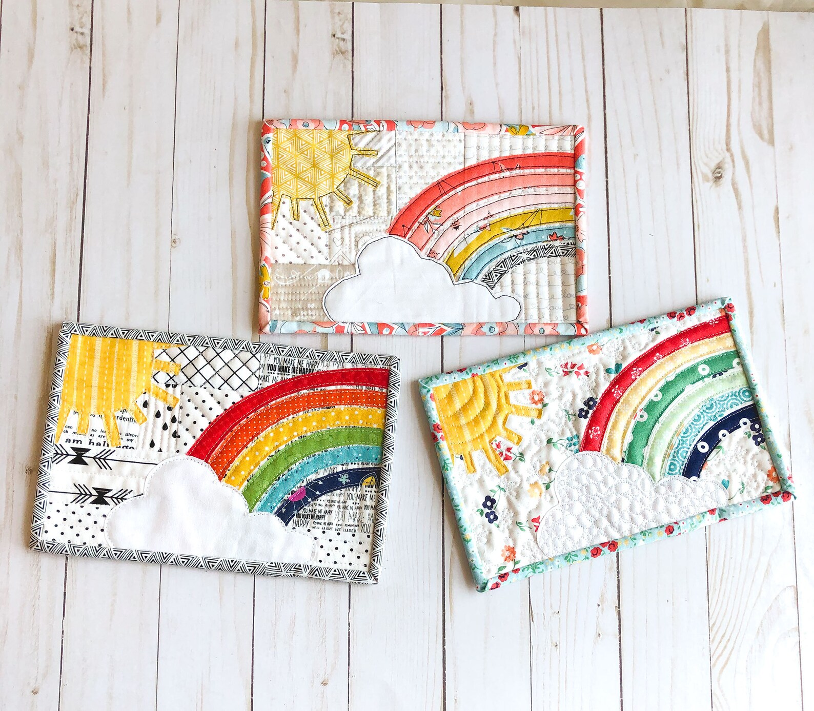 Pattern: Sunshine and Rainbow Applique Mug Rug PDF Pattern - Etsy