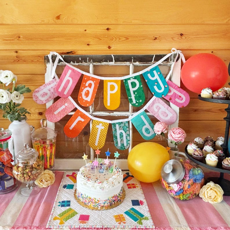 Happy Birthday Table Topper/placemat PDF Sewing Pattern With Raw Edge ...