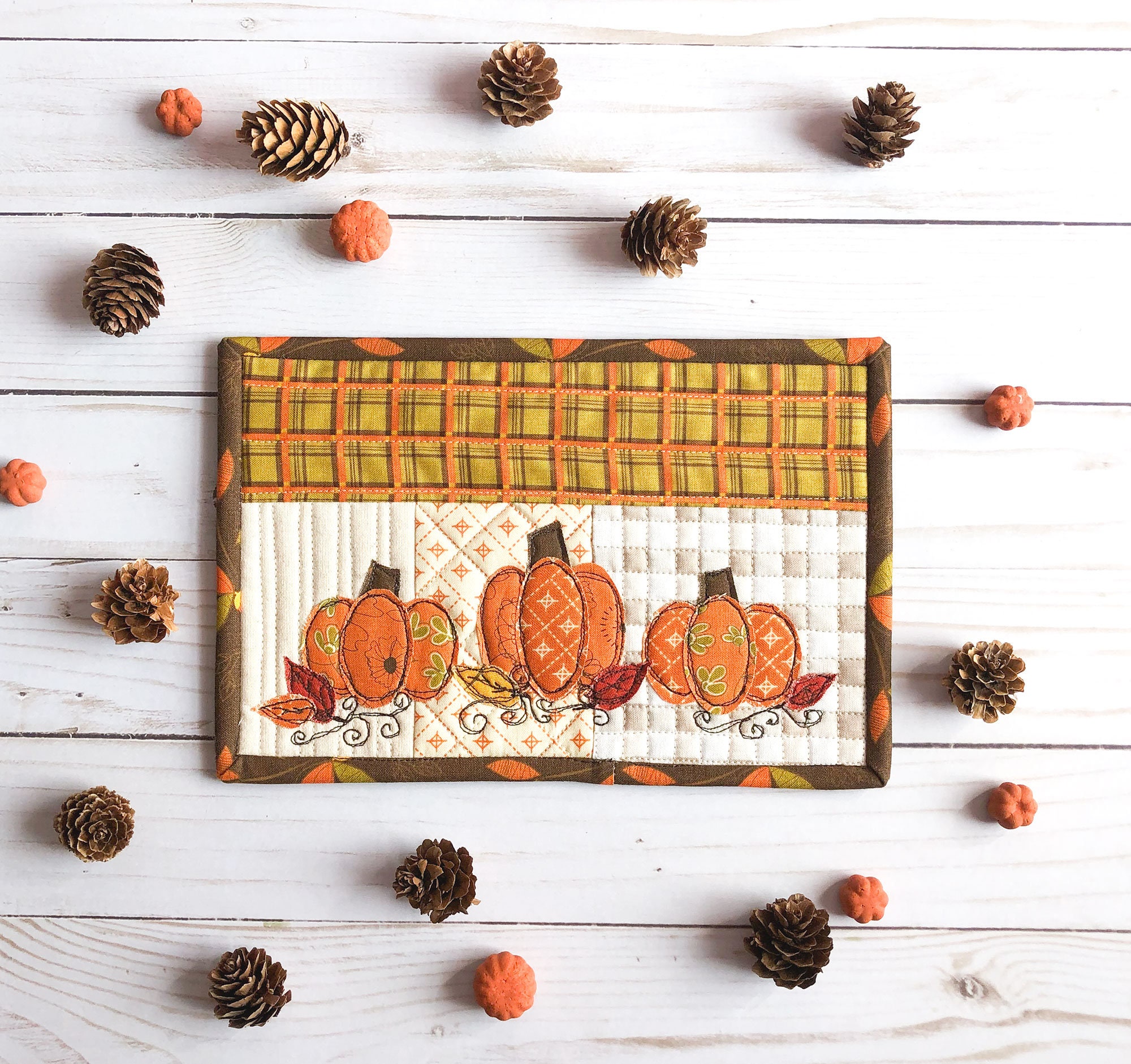 Pumpkin Mug Rug and Mini Pillow PDF pattern | Etsy