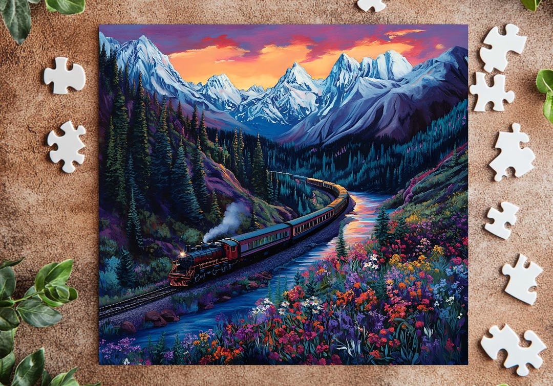 Rocky Mountain Train Ride Puzzle, Jigsaw Puzzle, Colorado Scenic View ...