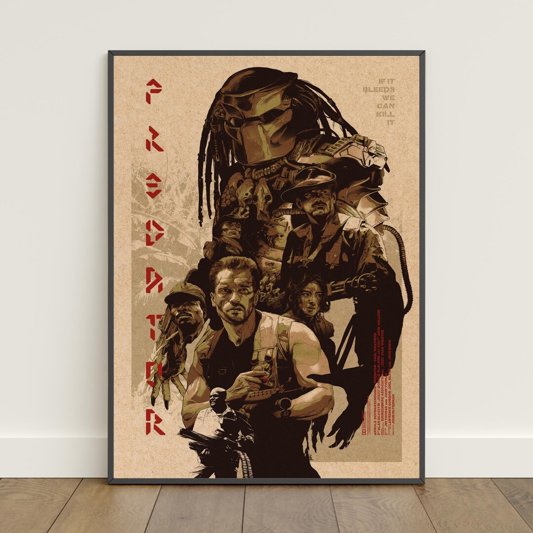 Predator Poster | Retro Print | Wall Art | Kraft Paper Print | Home ...