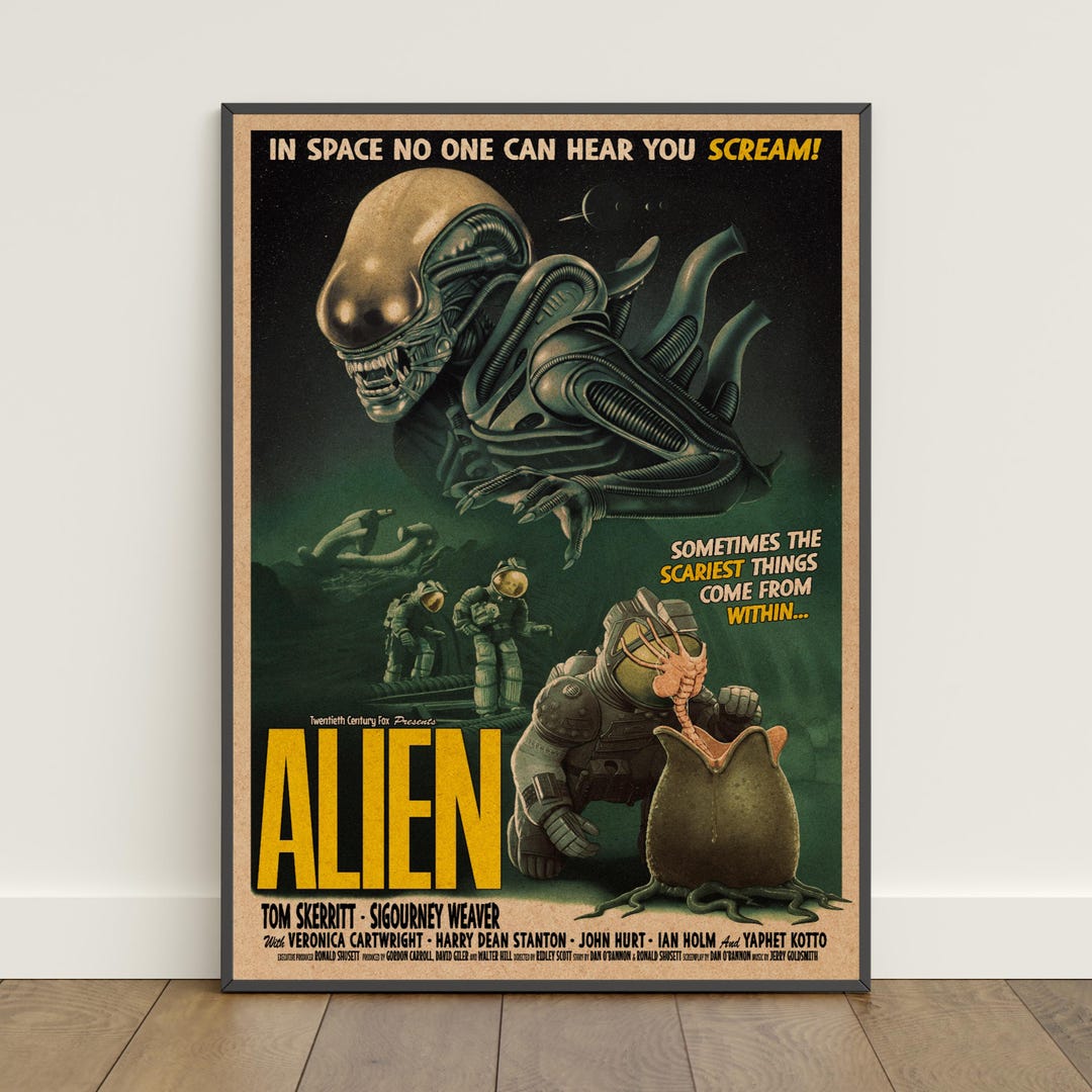 Alien Poster | Retro Print | Wall Art | Kraft Paper Print | Home Decor ...