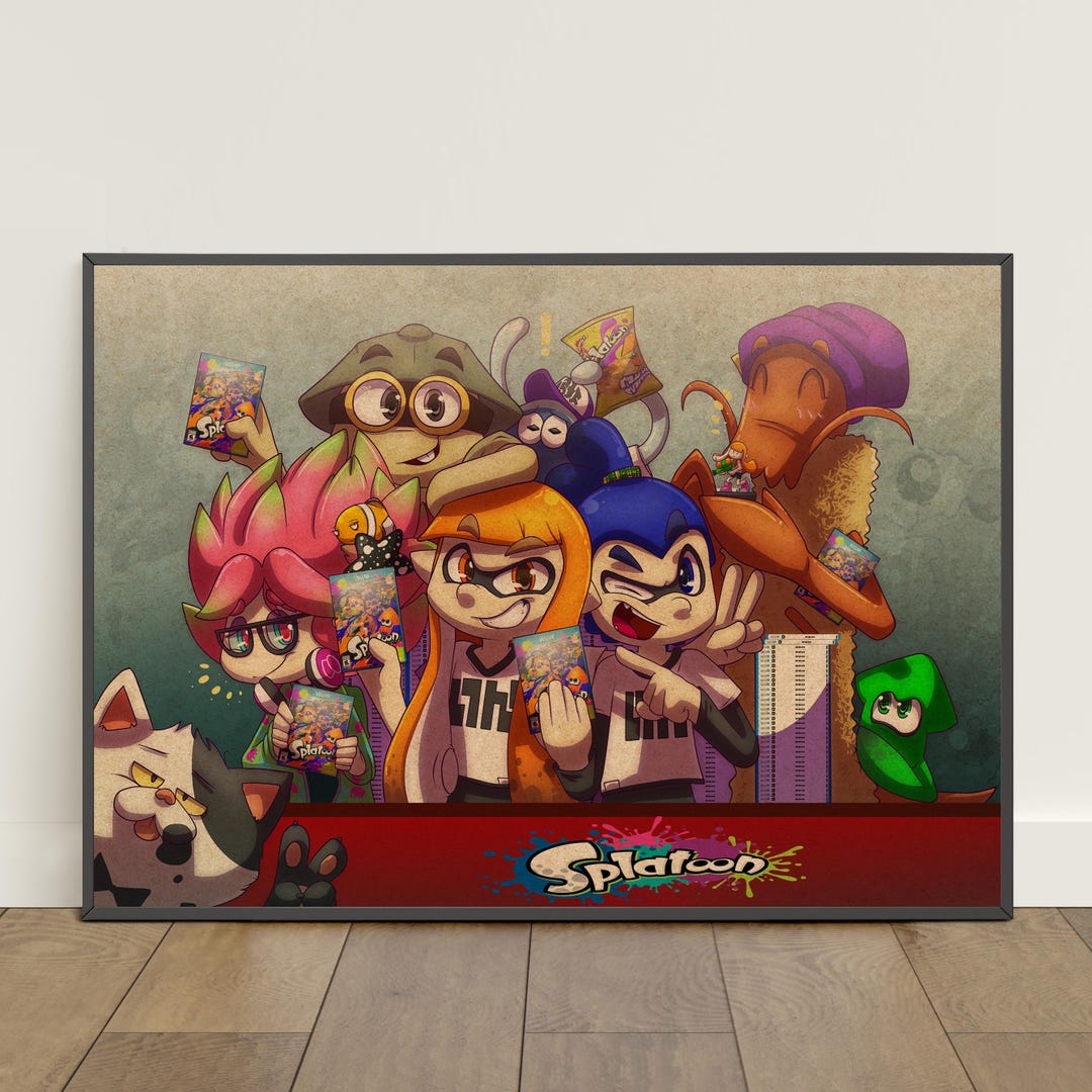 Splatoon Poster | Retro Print | Wall Art | Kraft Paper Print | Home ...