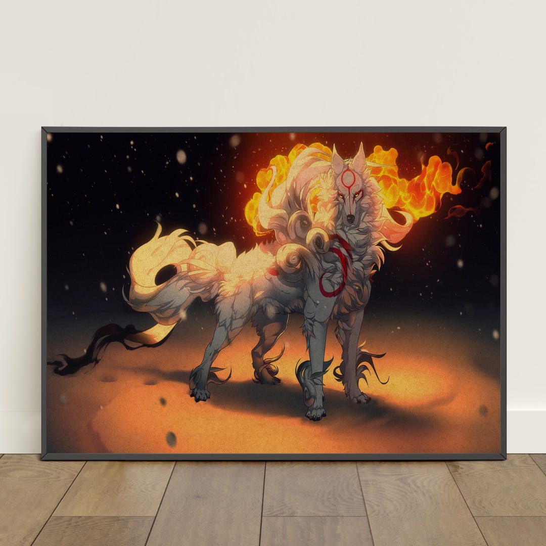 Okami Poster | Retro Print | Wall Art | Kraft Paper Print | Home Decor ...
