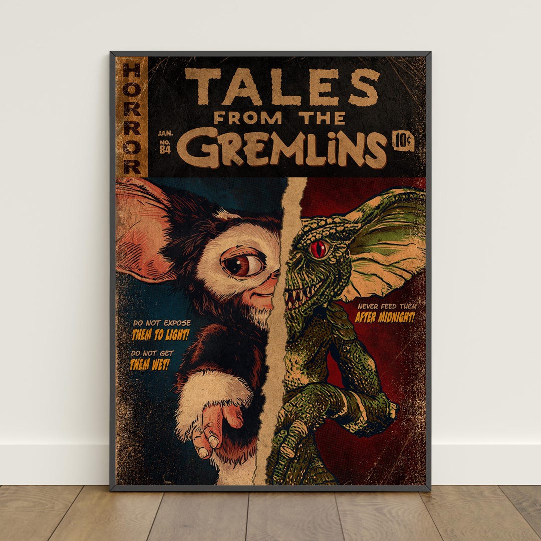Gremlins Poster | Retro Print | Wall Art | Kraft Paper Print | Home ...