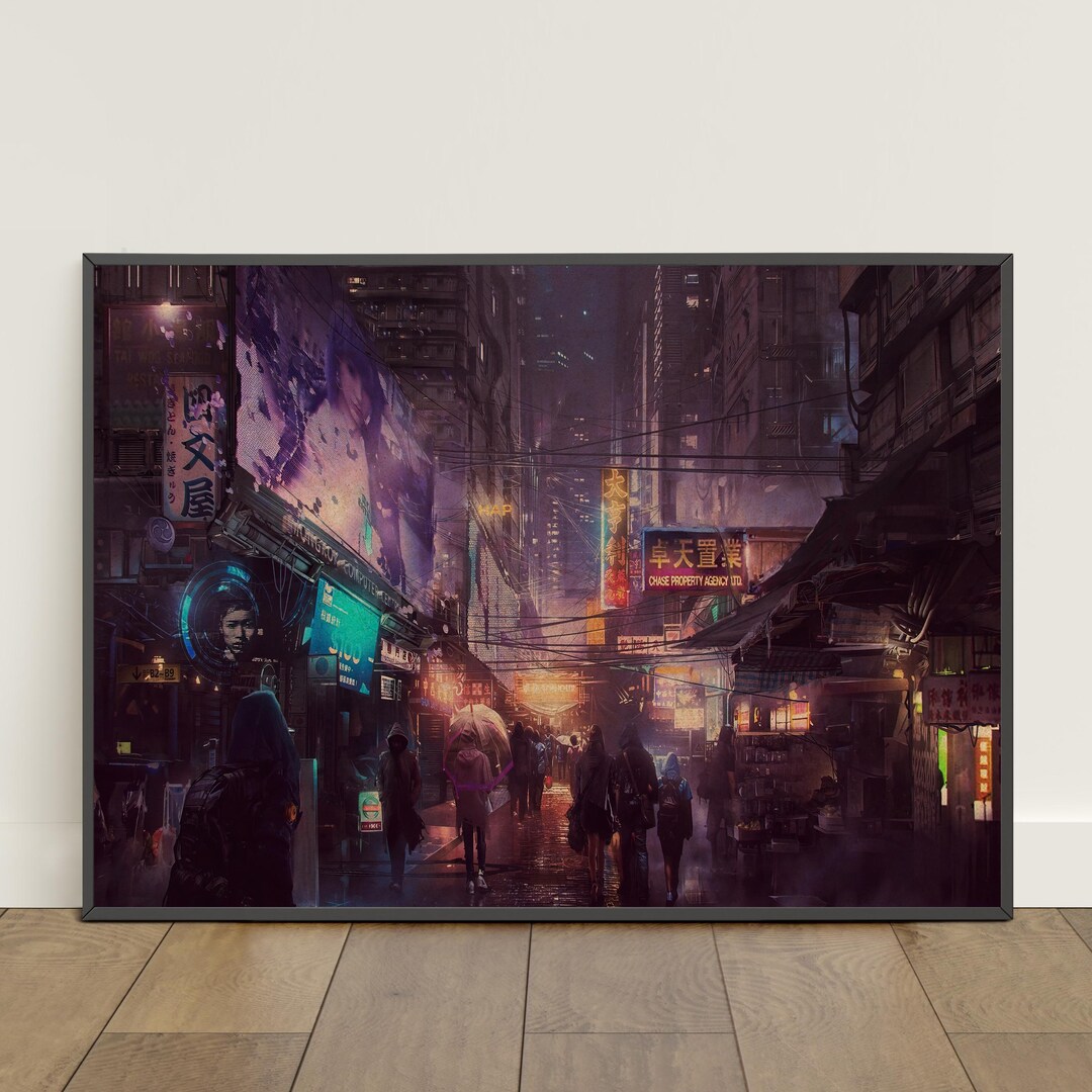 Cyberpunk Poster | Retro Print | Wall Art | Kraft Paper Print | Home ...
