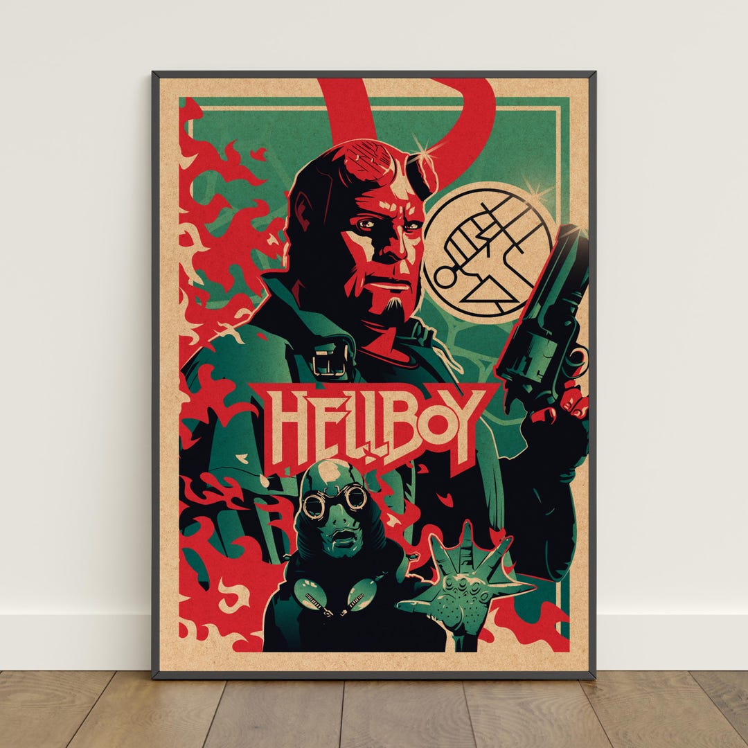 Hellboy Poster | Retro Print | Wall Art | Kraft Paper Print | Home ...
