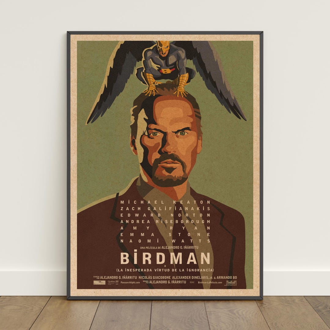 Birdman Poster | Retro Print | Wall Art | Kraft Paper Print | Home ...