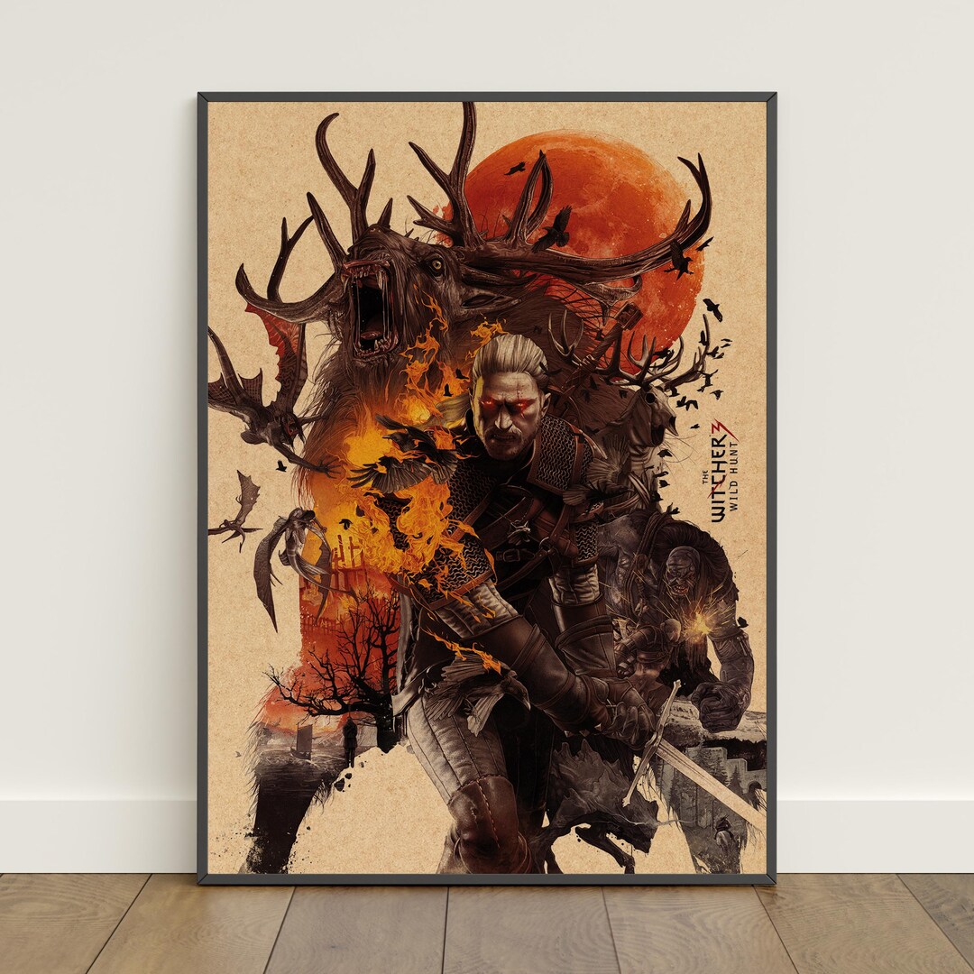 The Witcher 3 Wild Hunt Poster | Retro Print | Wall Art | Kraft Paper ...