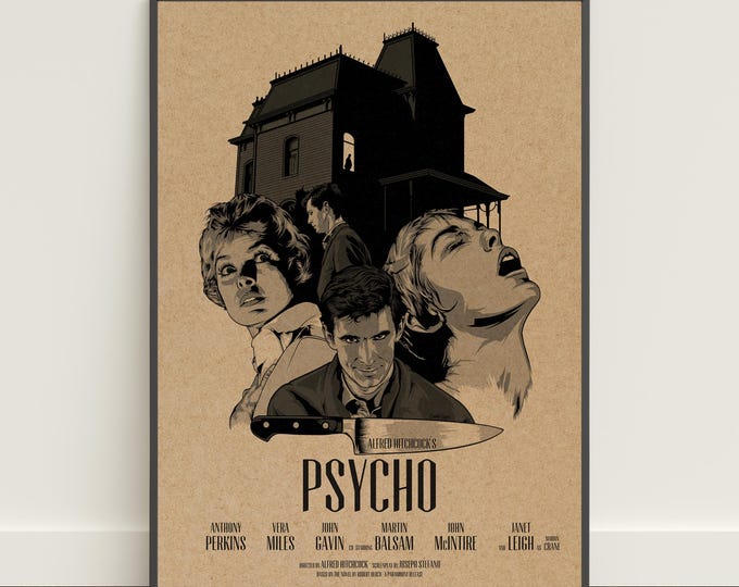 Psycho HIGH QUALITY Classic Movie Wood Poster, Large Wood Wall Art ...