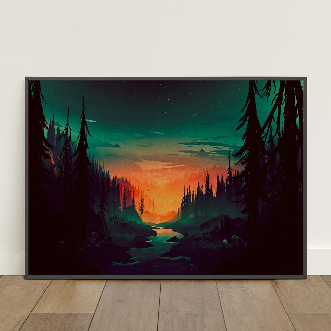 Firewatch Poster | Retro Print | Wall Art | Kraft Paper Print | Home ...