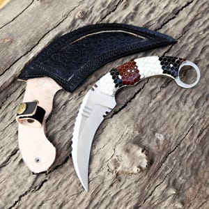 Handmade J2 Steel Karambit Knife Beautiful Honey Comb Resin Handle ...