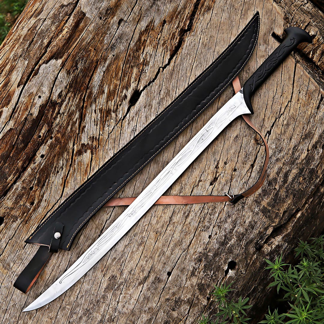 Hand-forged Medieval Longsword | Hand-forged Fantasy Sword With Leather ...