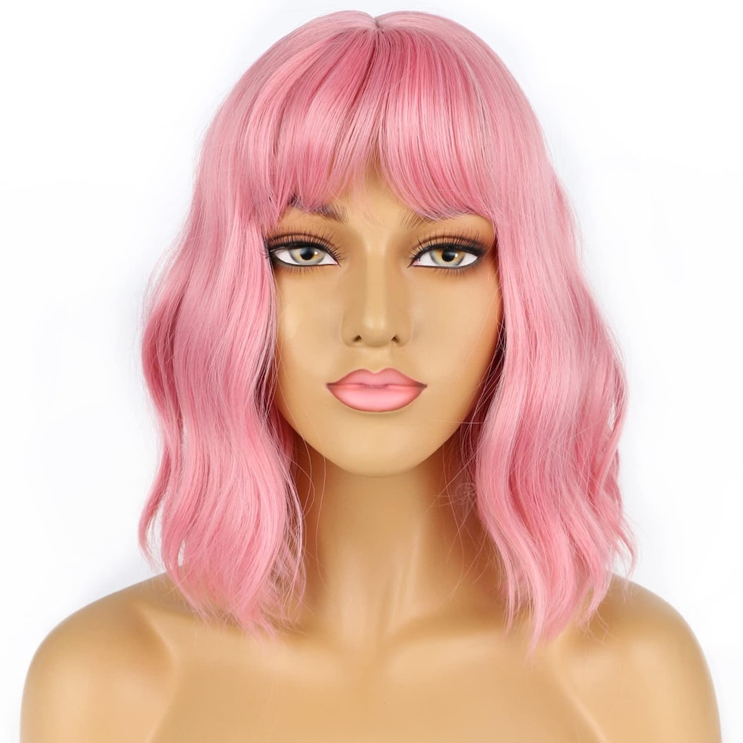 Pastel Bob Wigs With Bangs for Women Loose Wavy Wig Pastel Wavy ...