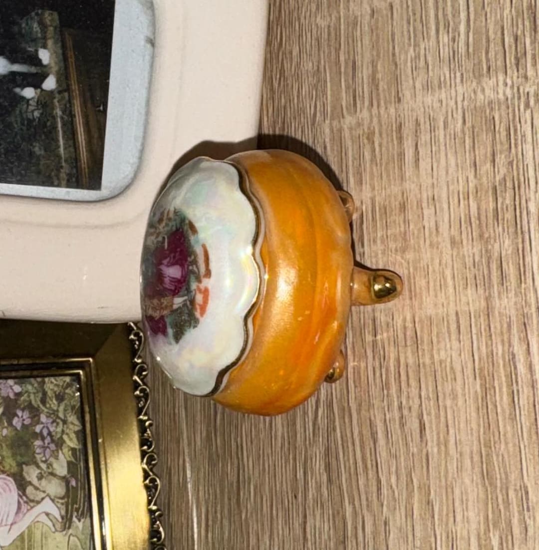 Pretty Vintage Miniature Orange and Gold Limoges France "courting ...
