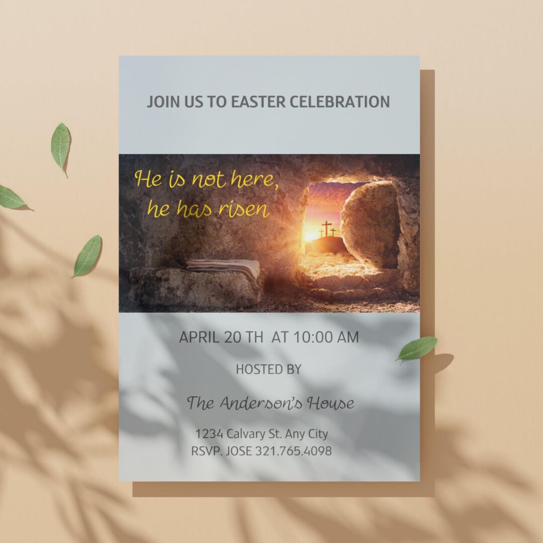 Editable Easter Invite ,template Easter Celebration,christian Easter ...