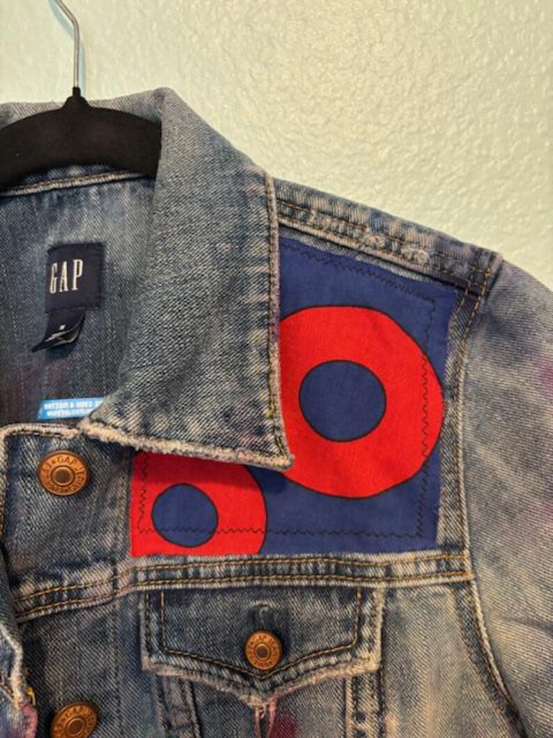 Upcycled Denim Jacket Distressed W/ Donut Pattern - Etsy