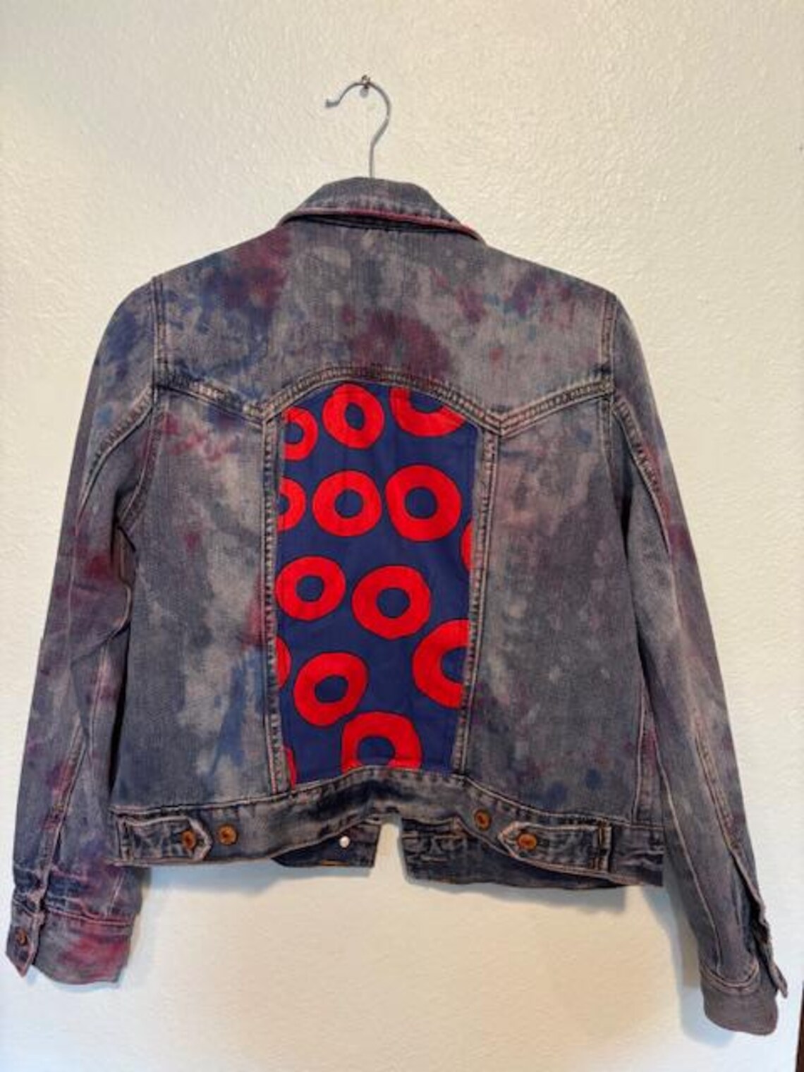 Upcycled Denim Jacket Distressed W/ Donut Pattern - Etsy
