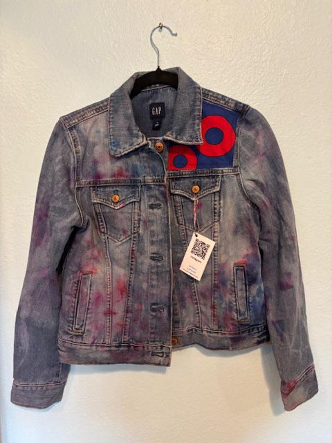 Upcycled Denim Jacket Distressed W/ Donut Pattern - Etsy