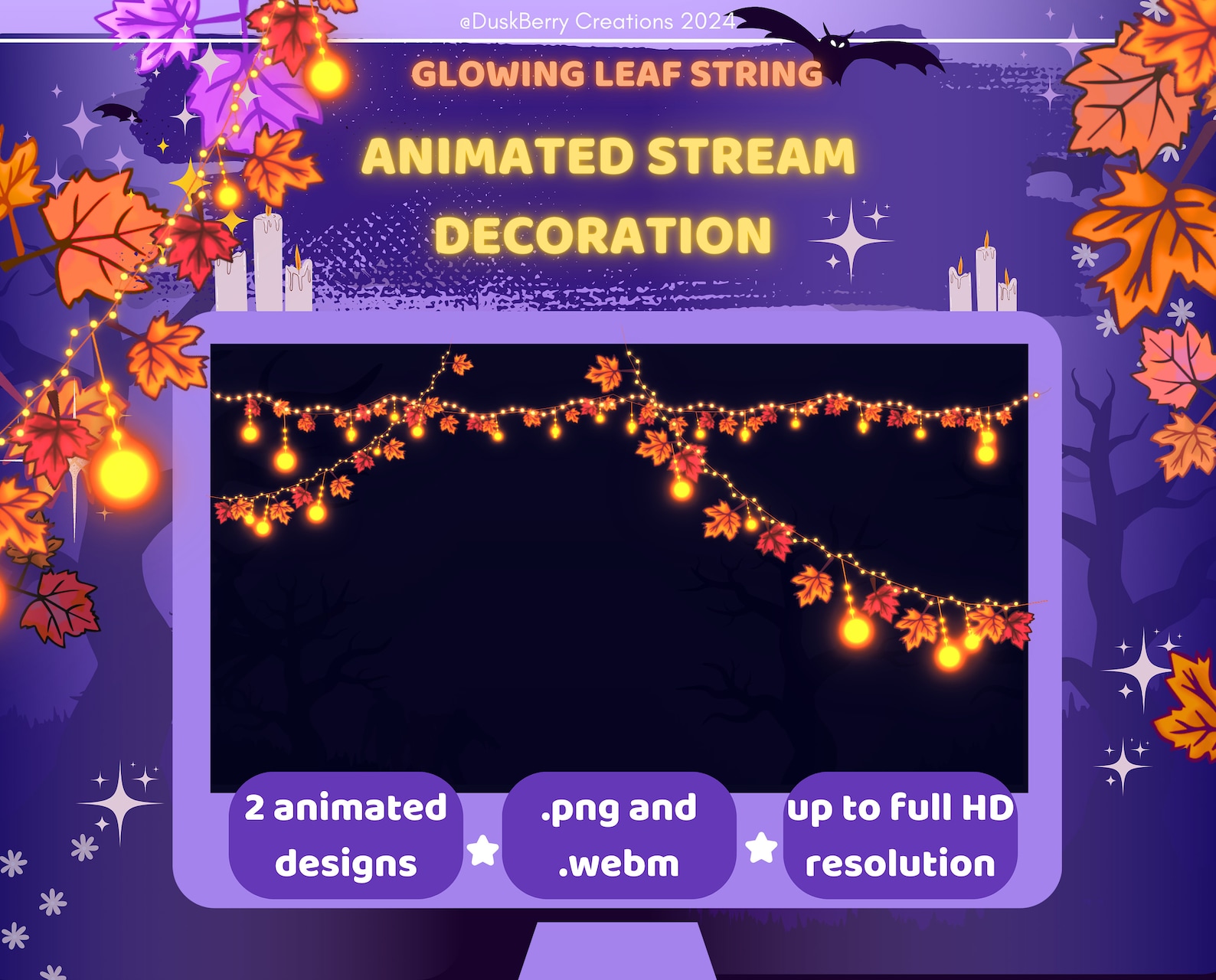 Glowing Leaf String - Animated Stream Decoration - Etsy