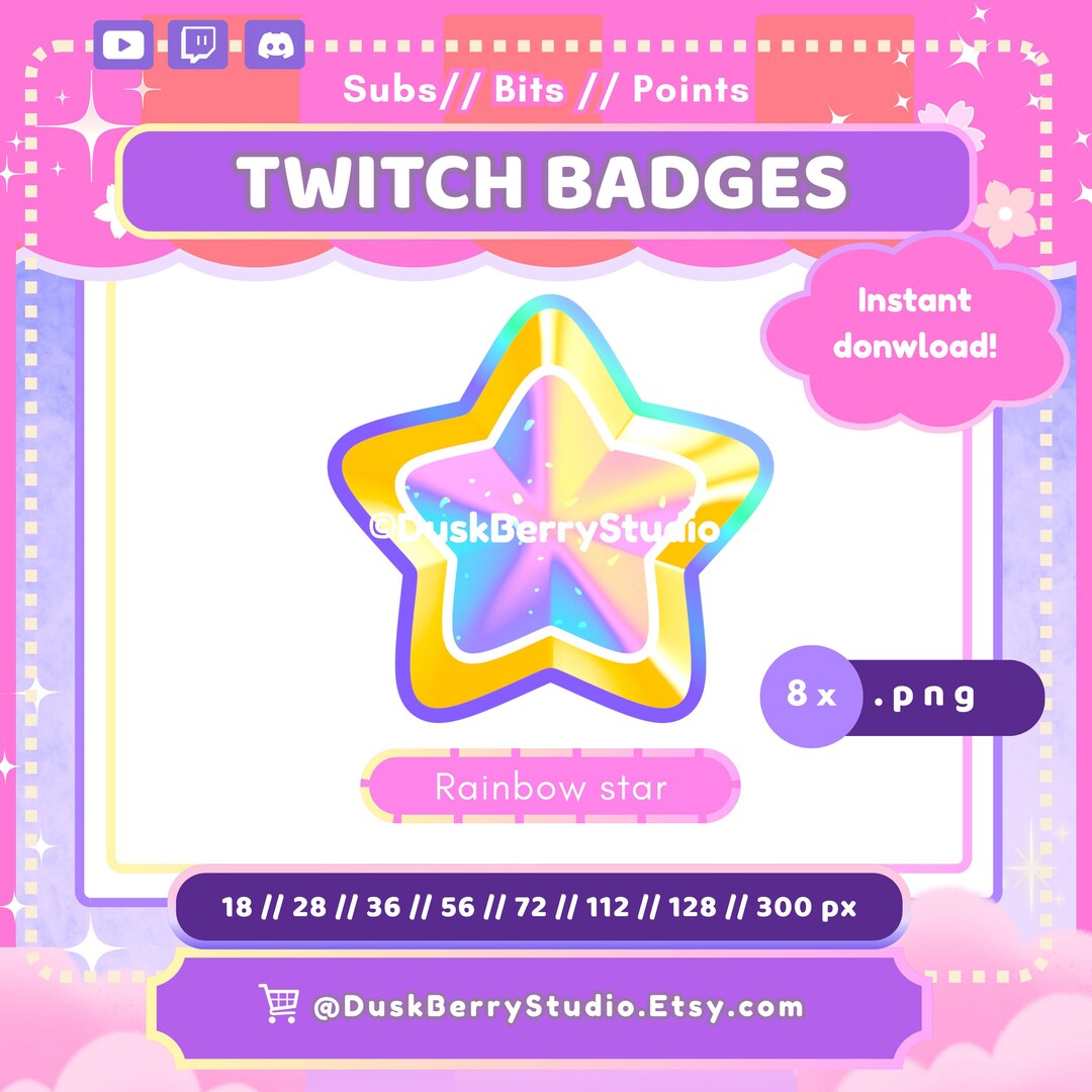 Rainbow Star Icon | Twitch Channel Points Icon | Channel Point Icon ...