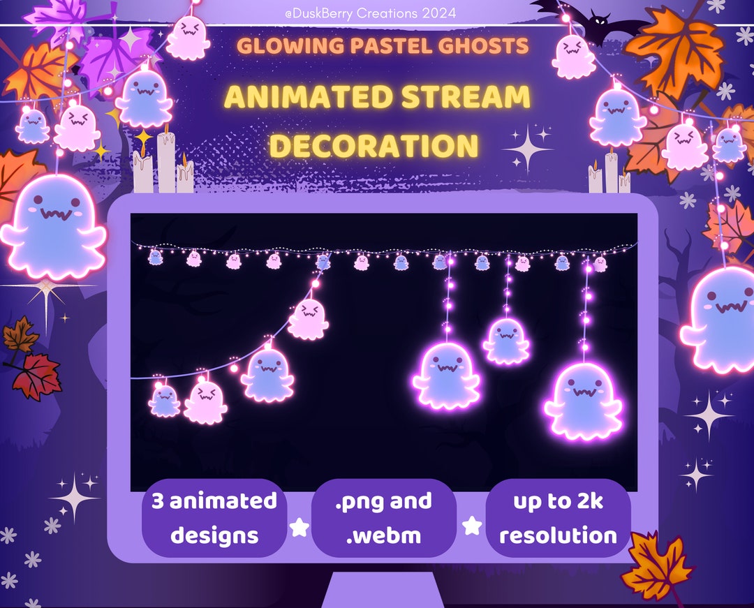Glowing Pastel Ghosts – Animated Stream Decoration - Etsy