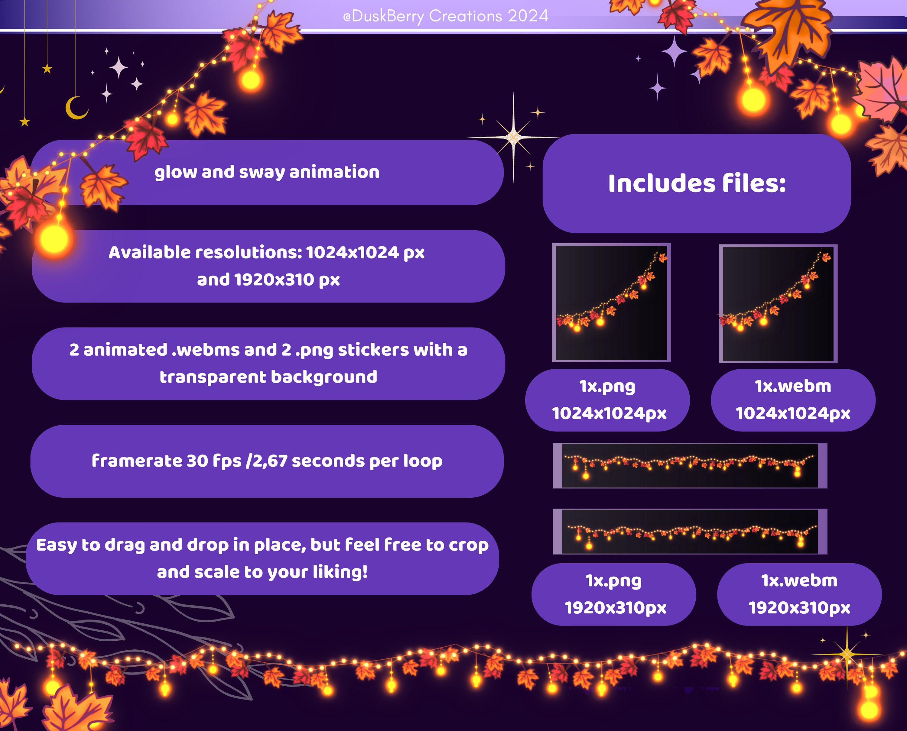 Glowing Leaf String - Animated Stream Decoration - Etsy