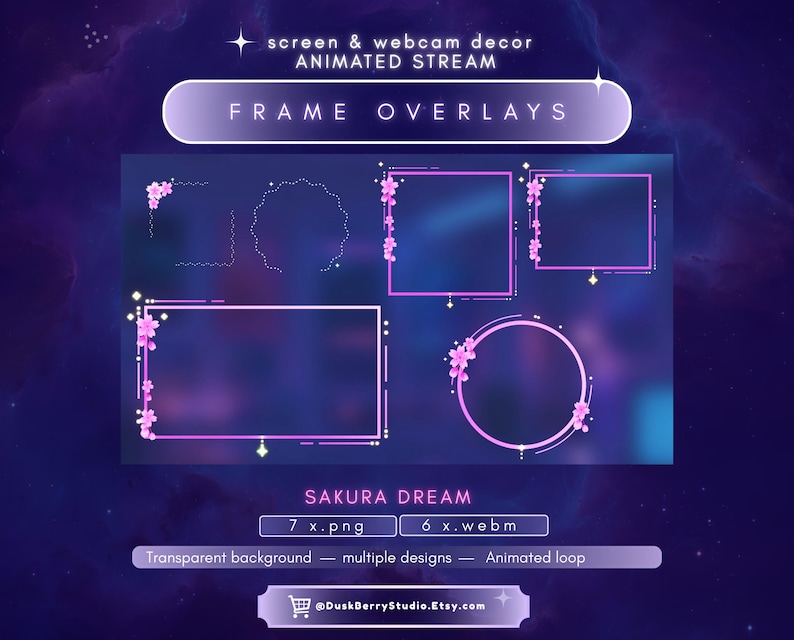 Animated Stream Loop Overlay: Sakura Stream/webcam Frames (WEBM/PNG ...