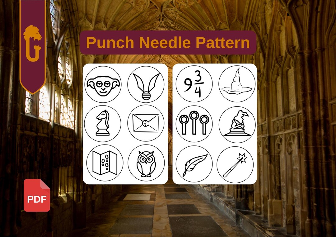 Harry Potter Series Punch Needle Drink Coaster Template, Pdf Printable ...