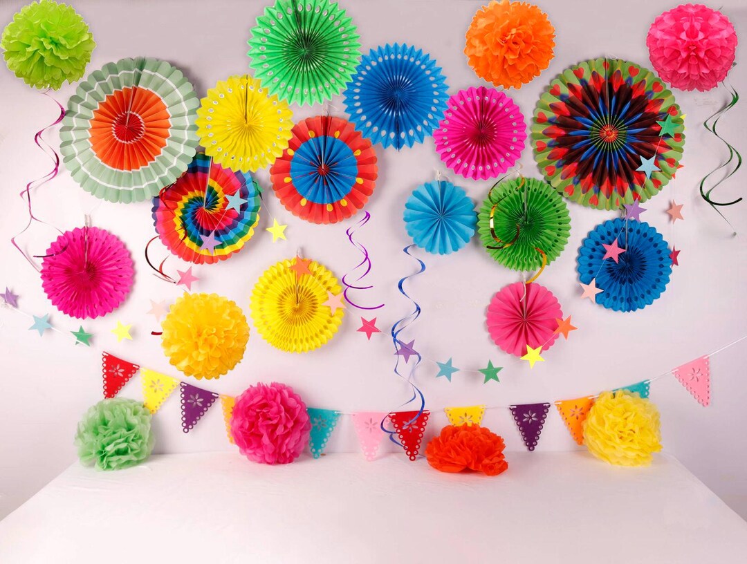 Reusable Honeycomb Decorations, Rainbow Party Decoration Set ...