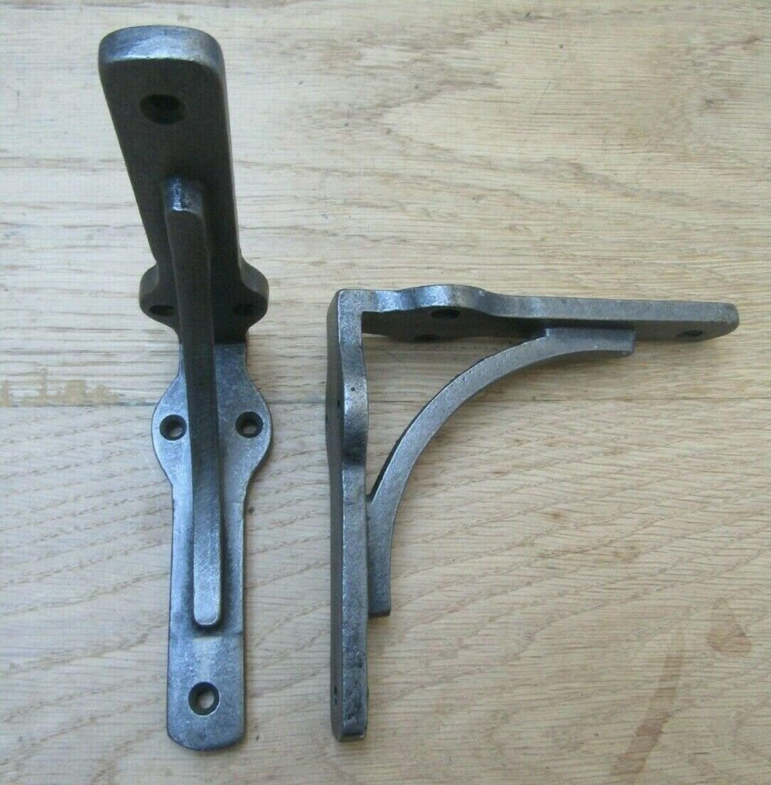 Rustic Iron Shelf Brackets Shelving Vintage Old Style Industrial Garage ...