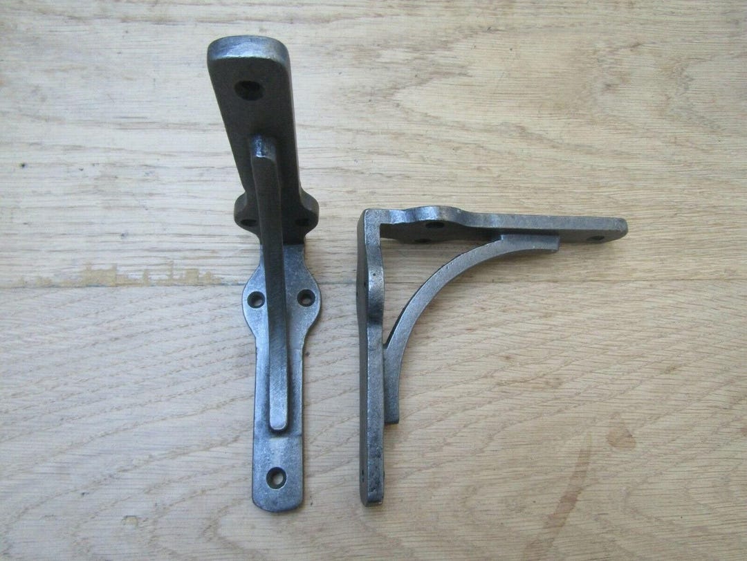 Rustic Iron Shelf Brackets Shelving Vintage Old Style Industrial Garage ...